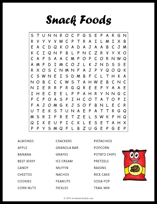 Snack Foods Word Search